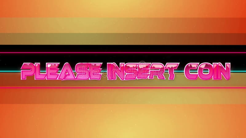 Animation of Please Insert Coin Text Over Light Trails on Black ...