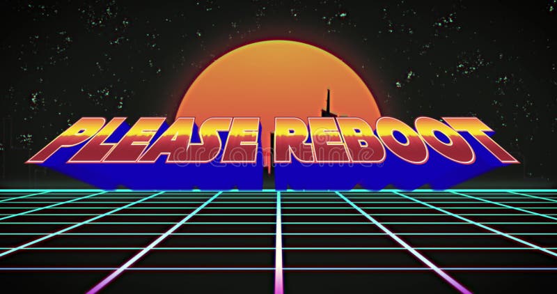 Animation of Please Reboot Text in Red and Blue Letters Over Metaverse ...