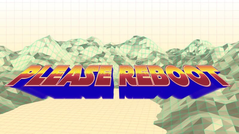 Animation of Please Reboot Text in Red and Blue Letters Over Metaverse ...