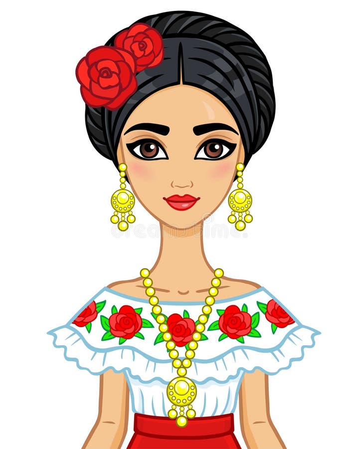 Animation Portrait of the Young Beautiful Mexican Girl in Ancient ... Animation Portrait of the Young Beautiful Mexican Girl in Ancient ...