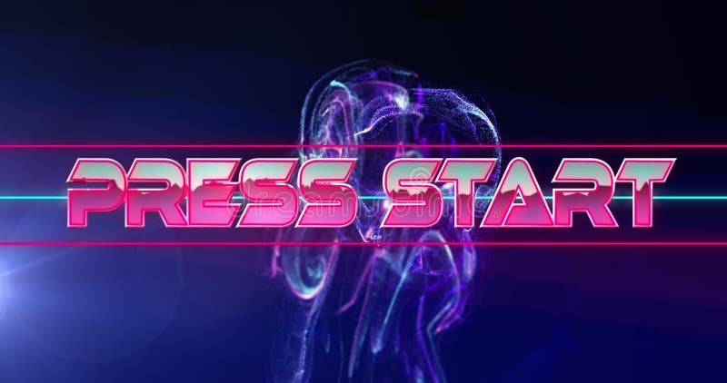 Animation of Press Start Text between Lines Over Dynamic Waves Pattern ...