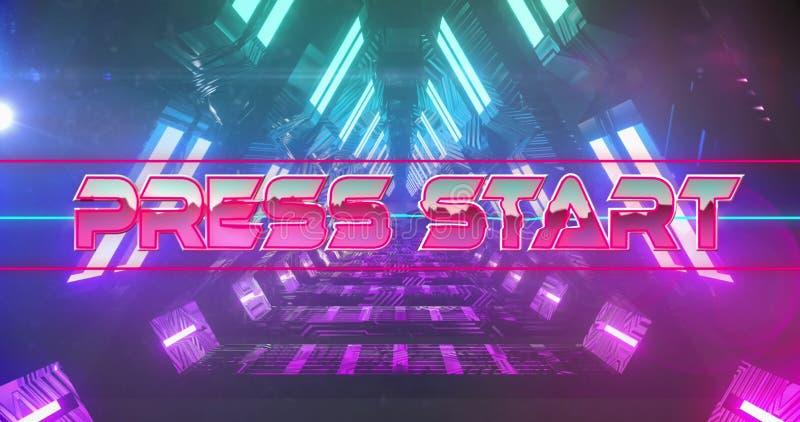 Animation of Press Start Text between Lines Over Looping Triangular ...