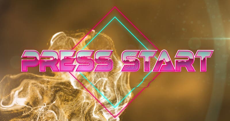 Animation of Press Start Text Over Squares on Green Background Stock ...