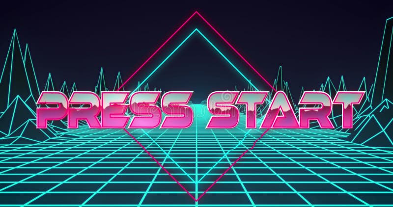 Animation of Press Start Text Over Mountains Stock Footage - Video of ...