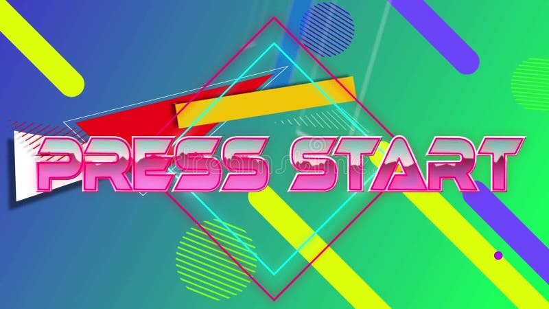Animation of Press Start Text Over Shapes Stock Footage - Video of ...