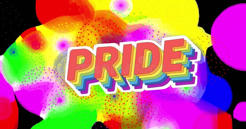 Animation of Pride Text and Shapes Over Colourful Background Stock ...