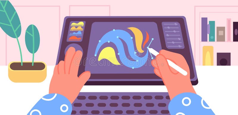 Animation Process. Computer Graphic Screen, Animator Artist Create ...