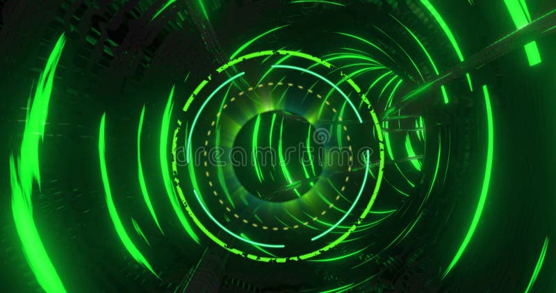 Animation of Processing Circle Over Black Screen with Tunnel Made of ...