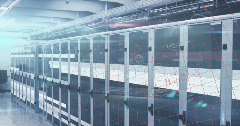 Animation of Processing Data and Maths Calculations Over Computer Server Room Stock Video ...