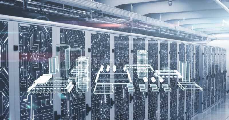Animation of Processor Over Server Room Stock Footage - Video of ...