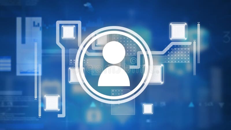 Animation of Profile Icon Floating Over Statistical Data Processing ...