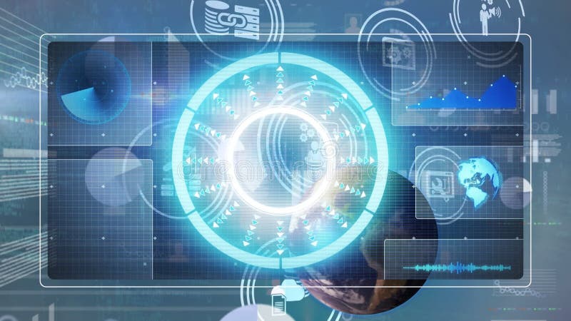 Animation Of Profile Icon With Globe Programming Data And Infographic Interface With Scanning