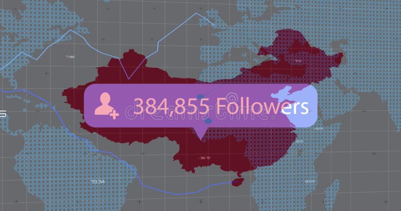 Animation of Profile Icon with Increasing Followers Over Usa Map and ...