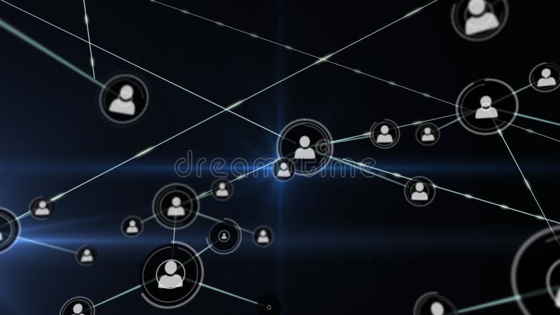 Animation of Profile Icons Connecting Dots with Bright Blue Light on ...