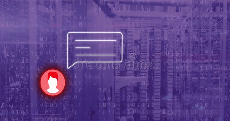 Animation of Profile Icons, Message Box, Binary Codes and Compute Language Over Data Server ...