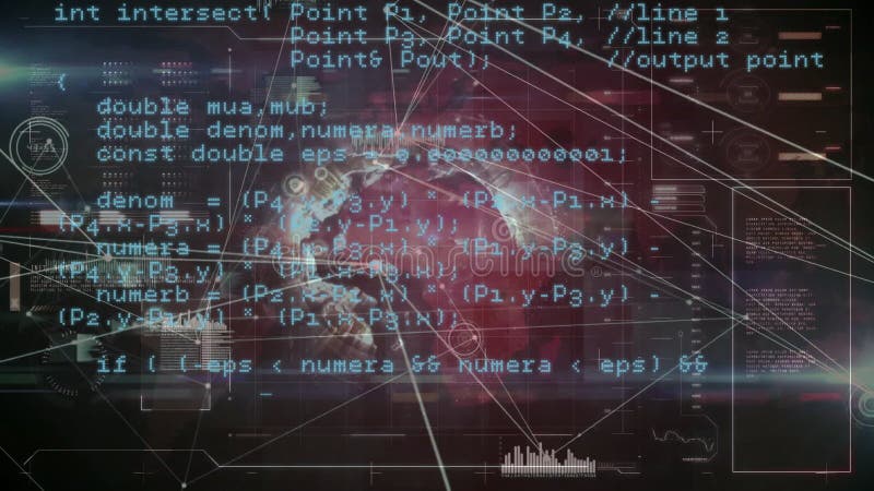 Animation Of Programming Code Overlaying Digital World Map With Data