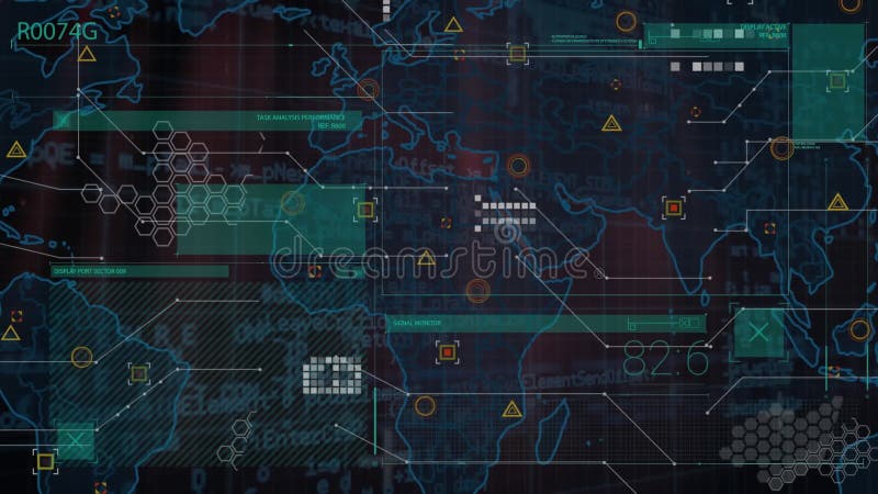 Animation of Programming Language Over Map, Multiple Shapes Against Black Background Stock Video ...