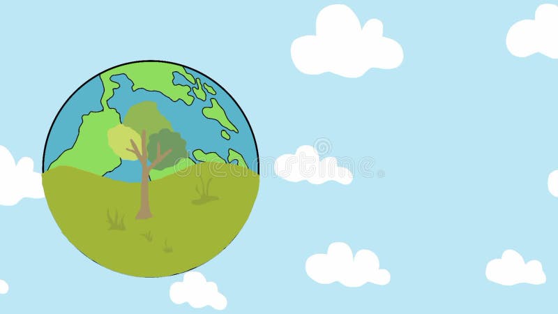 Animation Protect the Earth with Trees, Clouds, Sun and Hands. Stock ...