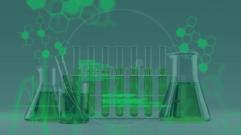 Animation of Pulsating Circle and Chemical Structures Over Close Up of ...