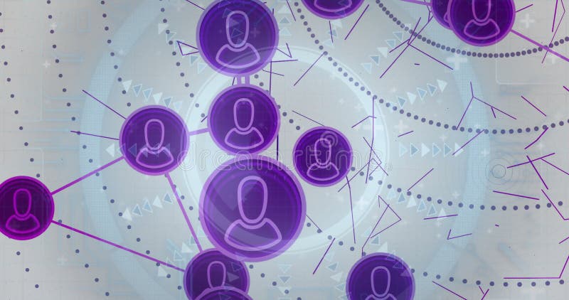 Animation of Purple Icons Network Representing Social Connections and ...