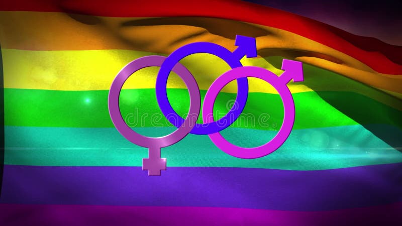 Two Joined Male Symbols And A Rainbow Flag Stock Footage Video Of