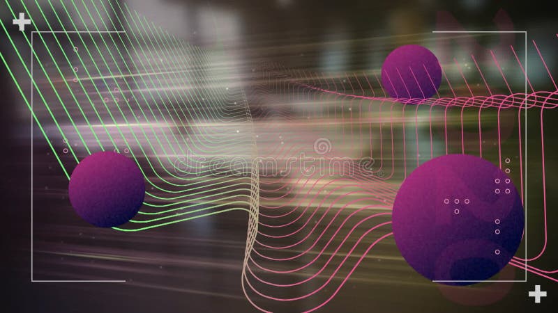 Animation of Purple Spheres and Digital Data Processing Over Mesh Stock ...
