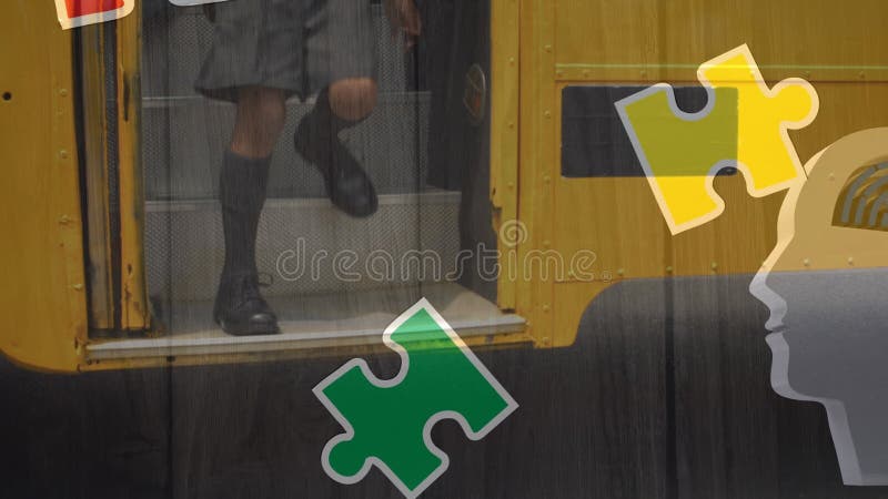 Animation of Puzzles Falling Over Human Heads with Maze and School ...