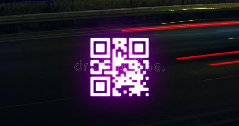 Animation of Qr Code and Connections Over Road Traffic Stock Video ...