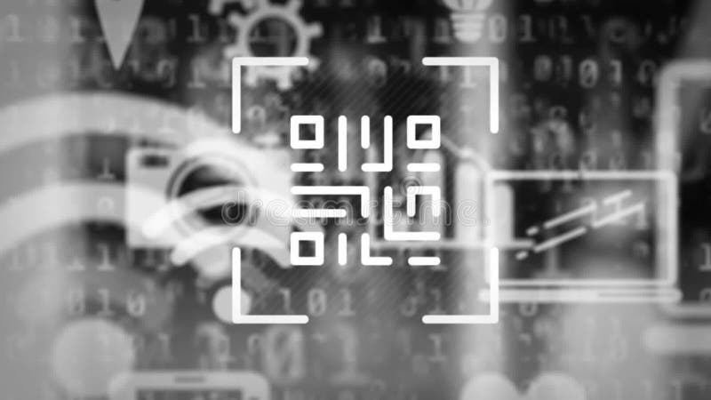 Animation of Qr Code and Data Processing with Digital Icons Stock Footage - Video of world ...