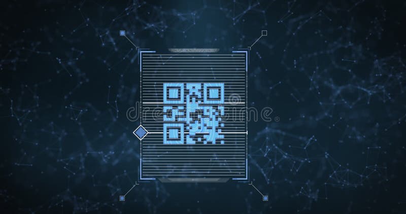 QR Code Scanner Over Network of Connections Against Blue Background ...