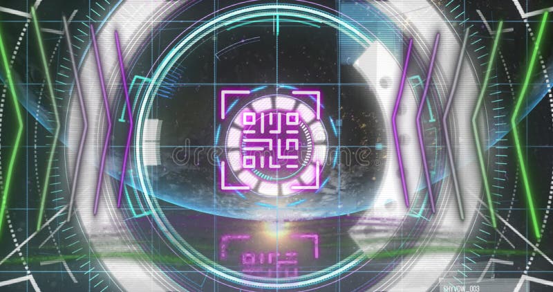 Animation of Qr Code Glowing Over Data Processing and Scope Stock ... Animation of Qr Code Glowing Over Data Processing and Scope Stock ...