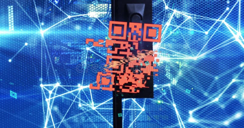 Animation of Qr Code Over Connections Over Blue Space Stock Video ... Animation of Qr Code Over Connections Over Blue Space Stock Video ...