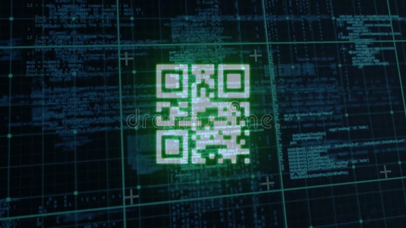 Animation of Qr Code Over Data Processing on Black Background Stock ... Animation of Qr Code Over Data Processing on Black Background Stock ...