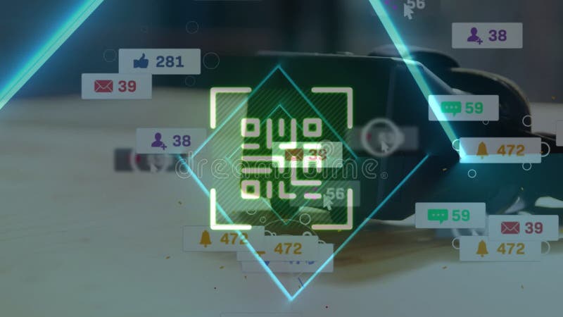 Animation of Qr Code Over Social Media Icons Stock Footage - Video of ... Animation of Qr Code Over Social Media Icons Stock Footage - Video of ...