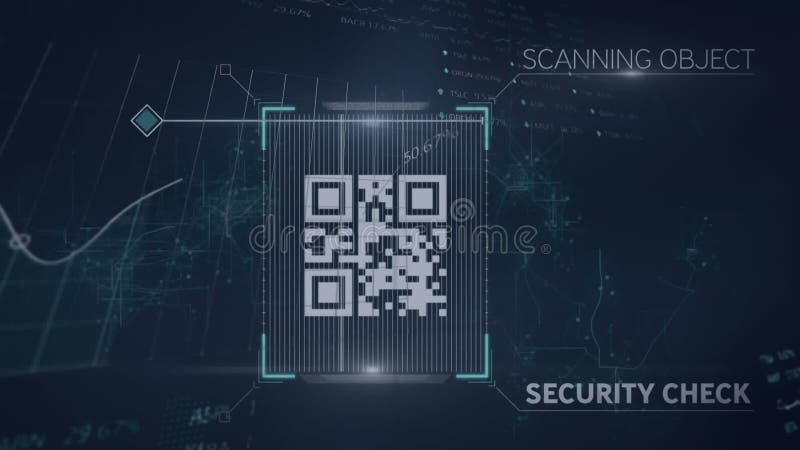 Animation of Qr Code, Texts with Multiple Graphs and Trading Boards Over Black Background Stock ...