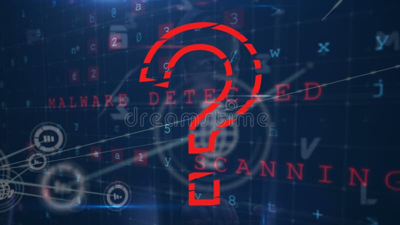 Animation of Question Mark, Cyberattack Warning and Network of ...
