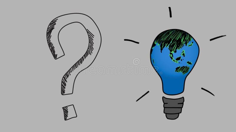 Animation of Question Mark and Lightbulb with Globe on Grey Background ...