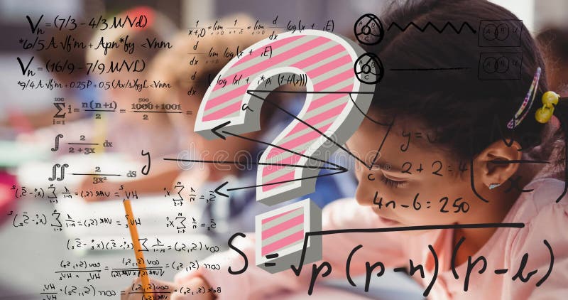 Animation of Question Mark and Mathematical Equations Over Diverse ...