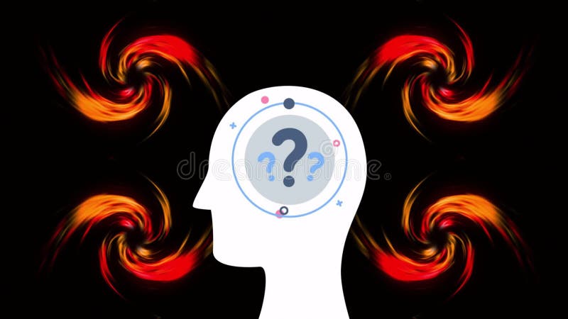 Animation of Question Marks with Circles in Human Head Over Dynamic ...