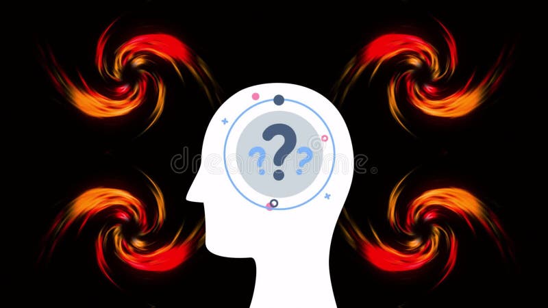Animation of Question Marks with Circles in Human Head Over Dynamic ...