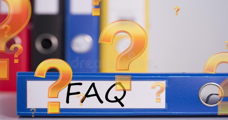 Animation of Question Marks Floating Over Binder with Faq Stock Footage ...