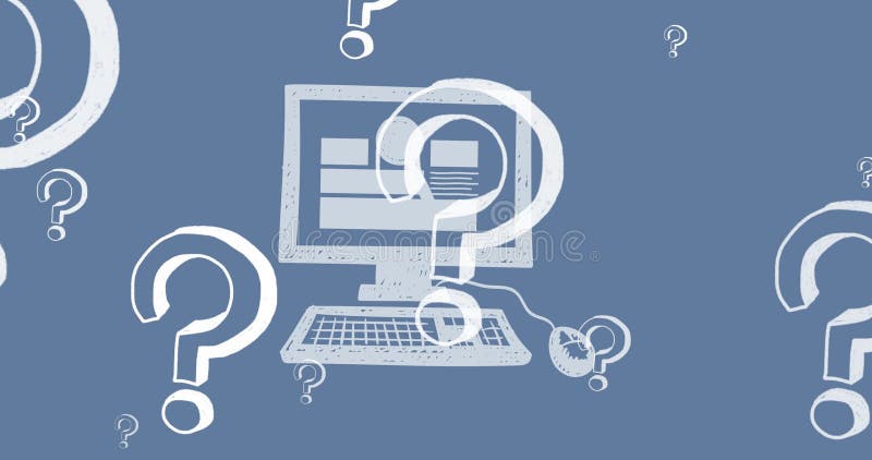 Animation of Question Marks Icons Over Computer Stock Footage - Video ...