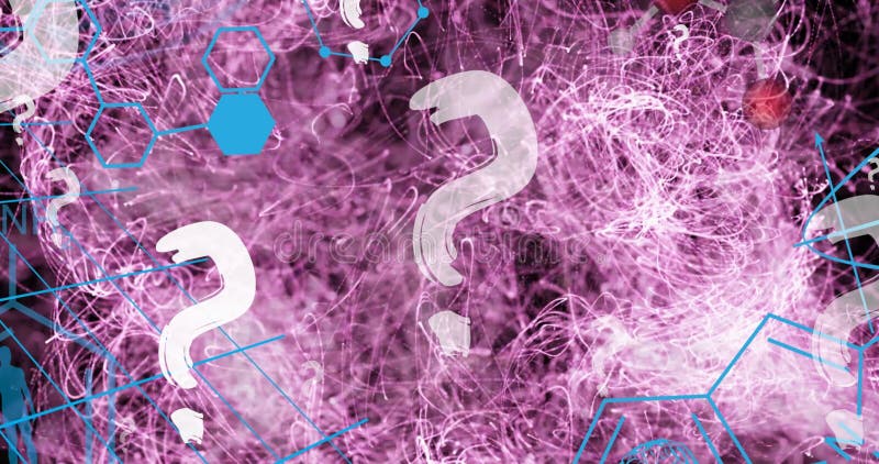 Animation of Question Marks Over Chemical Formula and Light Trails on ...