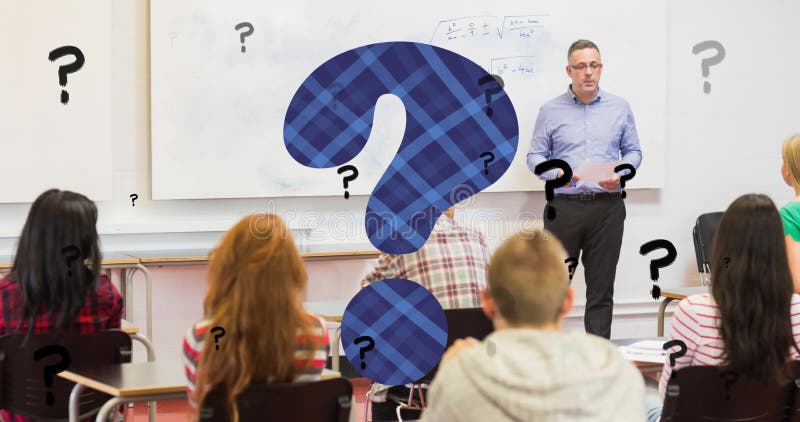 Animation of Question Marks Over Diverse Students in Classroom Stock ...