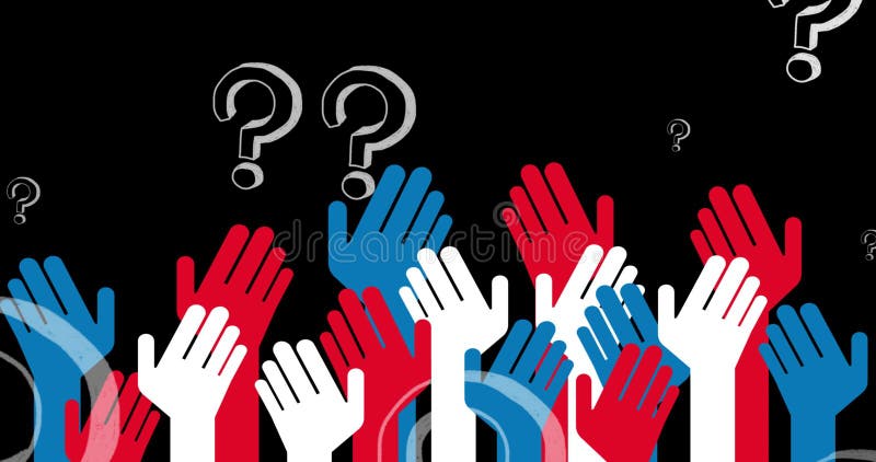 Animation of Question Marks Over Hands on Black Background Stock Video ...