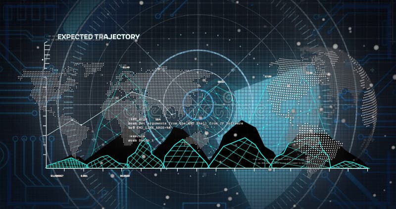 Animation of Radar,graphs and World Map on Navy Background Stock ... Animation of Radar,graphs and World Map on Navy Background Stock ...