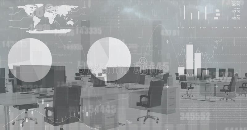 Animation of Rainfall Effect Over Data Processing and Changing Numbers ...