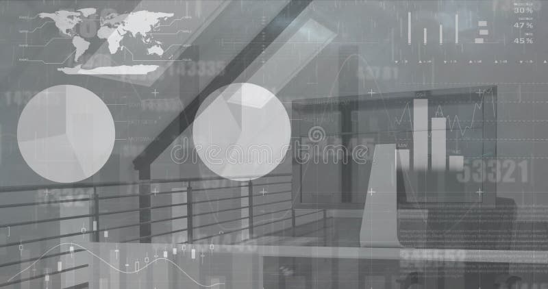 Animation of Rainfall Effect Over Data Processing and Changing Numbers ...