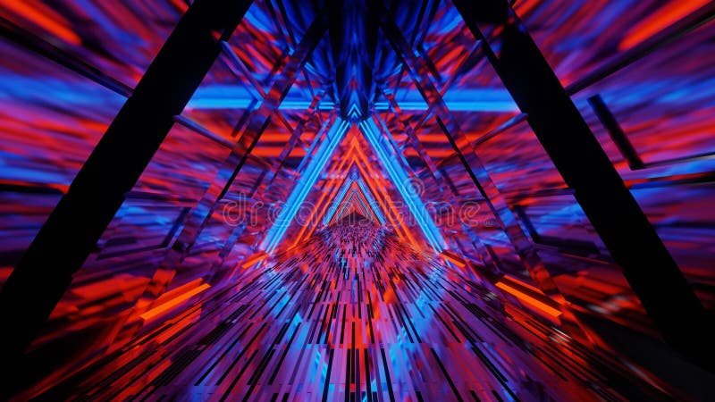 Animation of a Rectangular Glass Tunnel with Blue and Red Colors. Stock ...