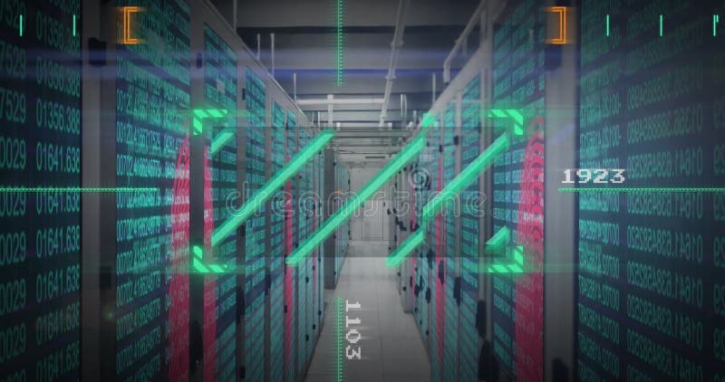 Animation Of Rectangular Scanner Processing Data Over Computer Server